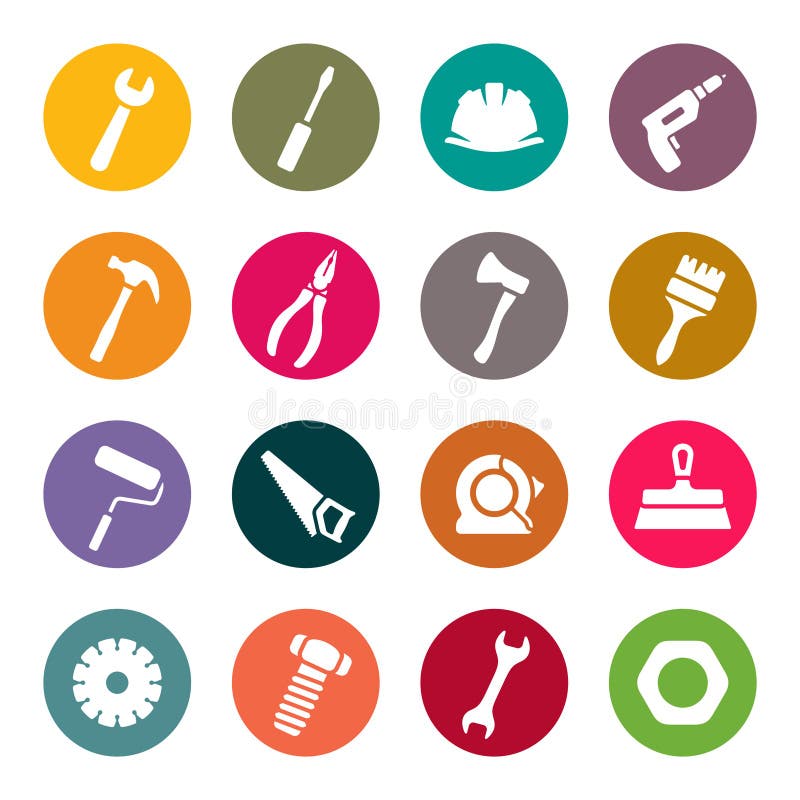 Tools icon set stock vector. Illustration of putty, measure - 33801287