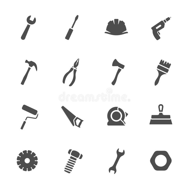 Tools icon set stock vector. Illustration of instrument - 33801294