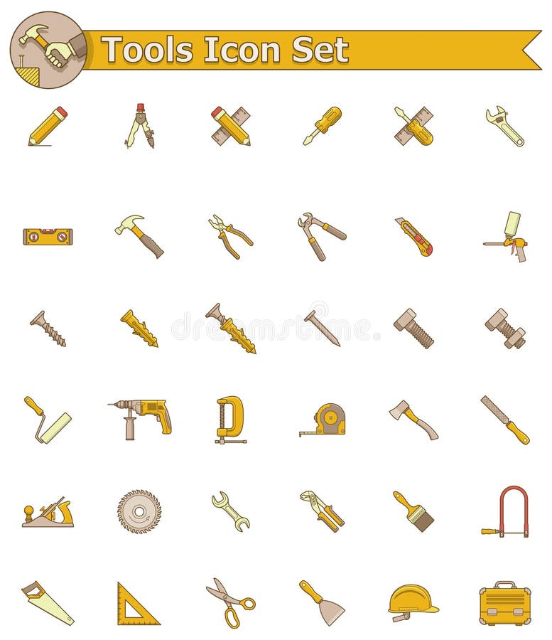 Tools icon set stock vector. Illustration of scissors - 45826836