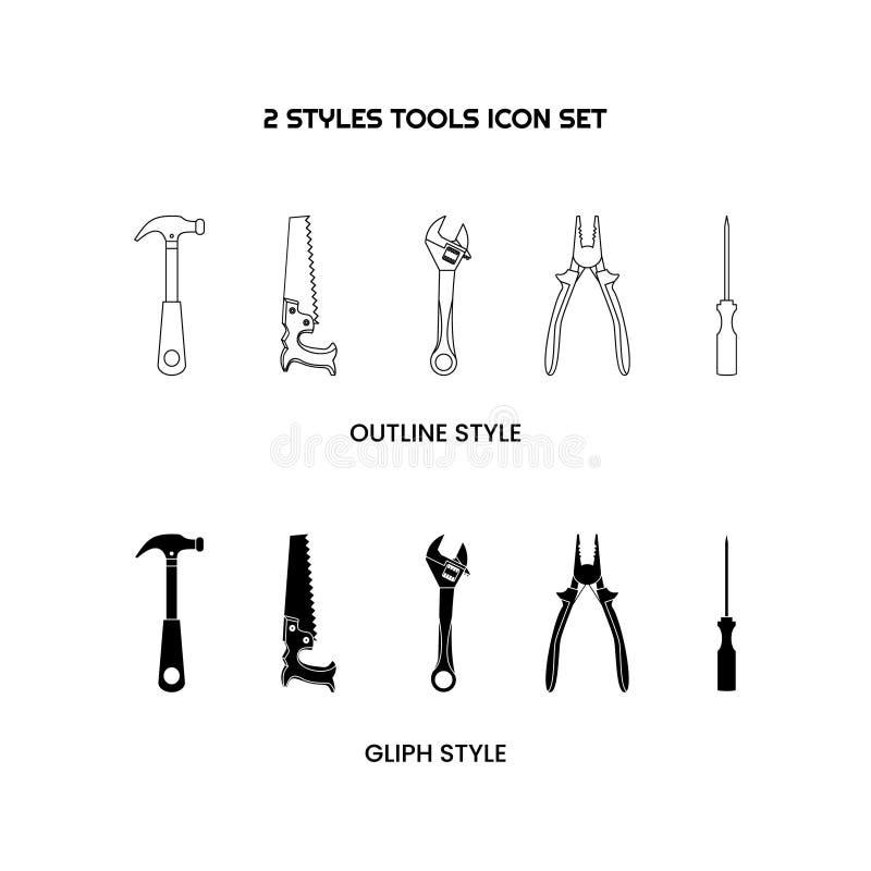 Tools Icon Set with 2 Style for Your Project Stock Vector ...