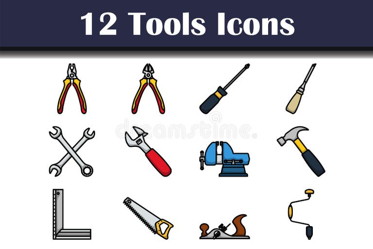 Tools Icon Set stock vector. Illustration of cattools - 250682749