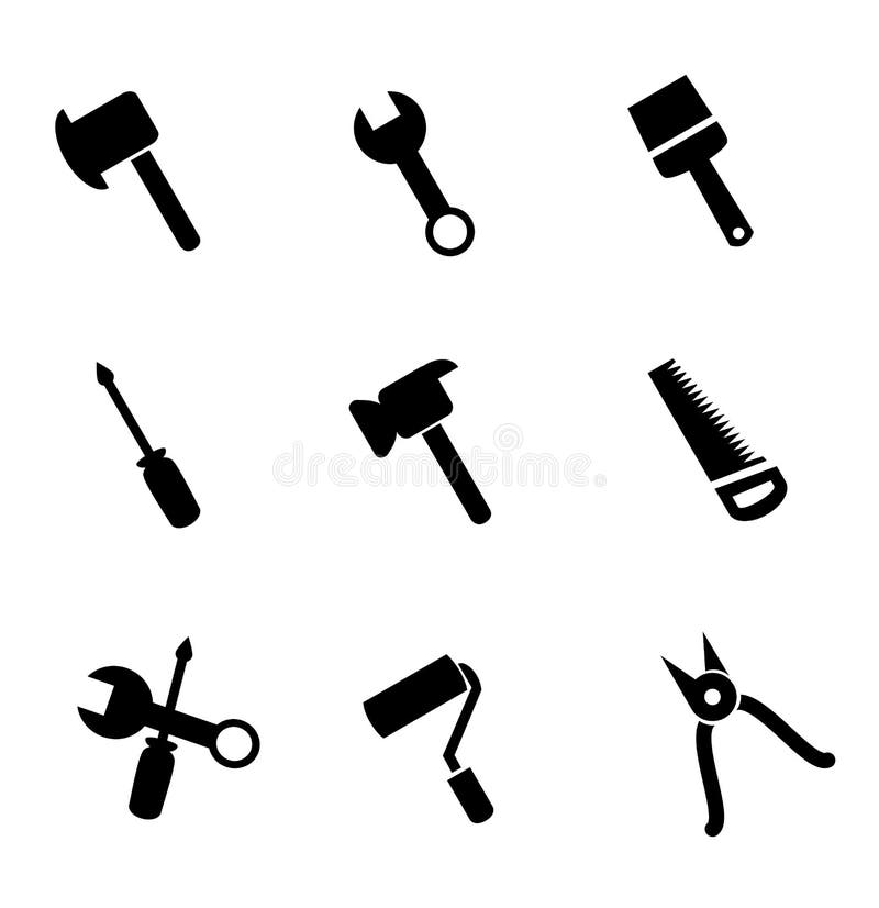 Tools icon set. stock vector. Illustration of drill, black - 67935002