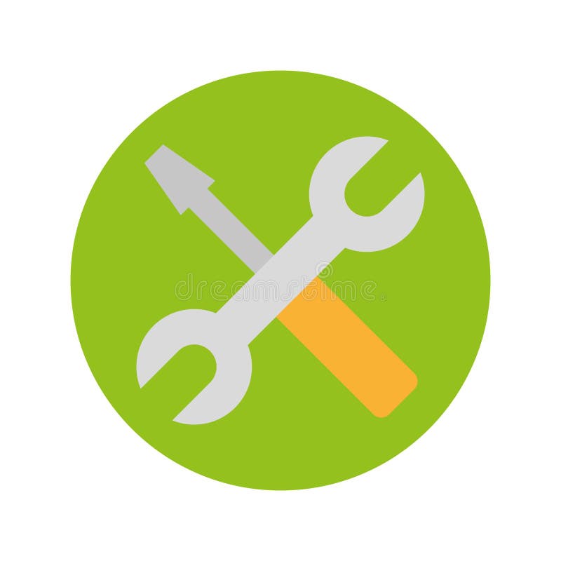 Tools Icon Set. Wrench and Screwdriver. Vector Flat Design. Green ...