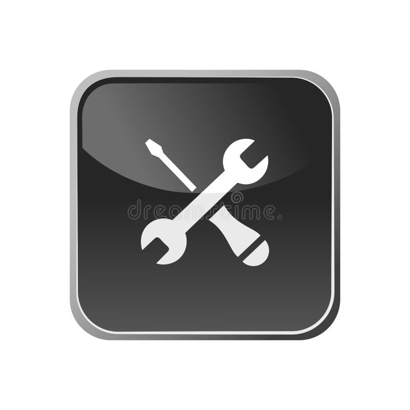Tools Icon on a Square Button Stock Vector - Illustration of pictogram ...