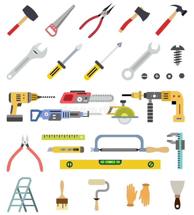 Household Tools Vector Colorful Isolated Icons Stock Vector ...