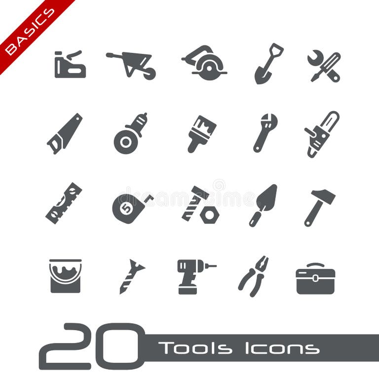 Tools Icons Basics Stock Illustrations – 684 Tools Icons Basics Stock ...