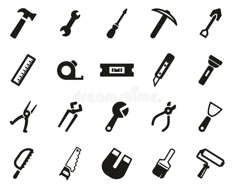 Tools Icons Black & White Set Big Stock Vector - Illustration of ...