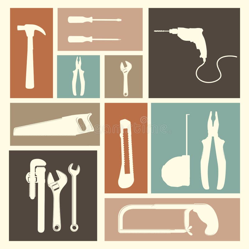 Repair and Construction Working Tools Icon Set Stock Vector ...