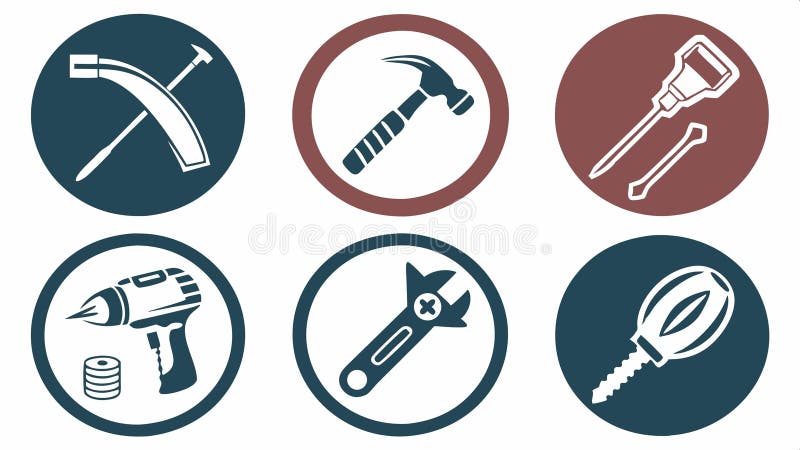 Tools Icons Set, DIY and Repair Outline Symbols. Vector Design Generative AI Stock Vector ...