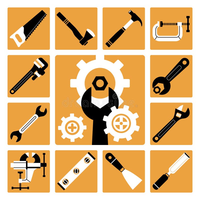 Tools icons set stock vector. Illustration of handsaw - 41647349