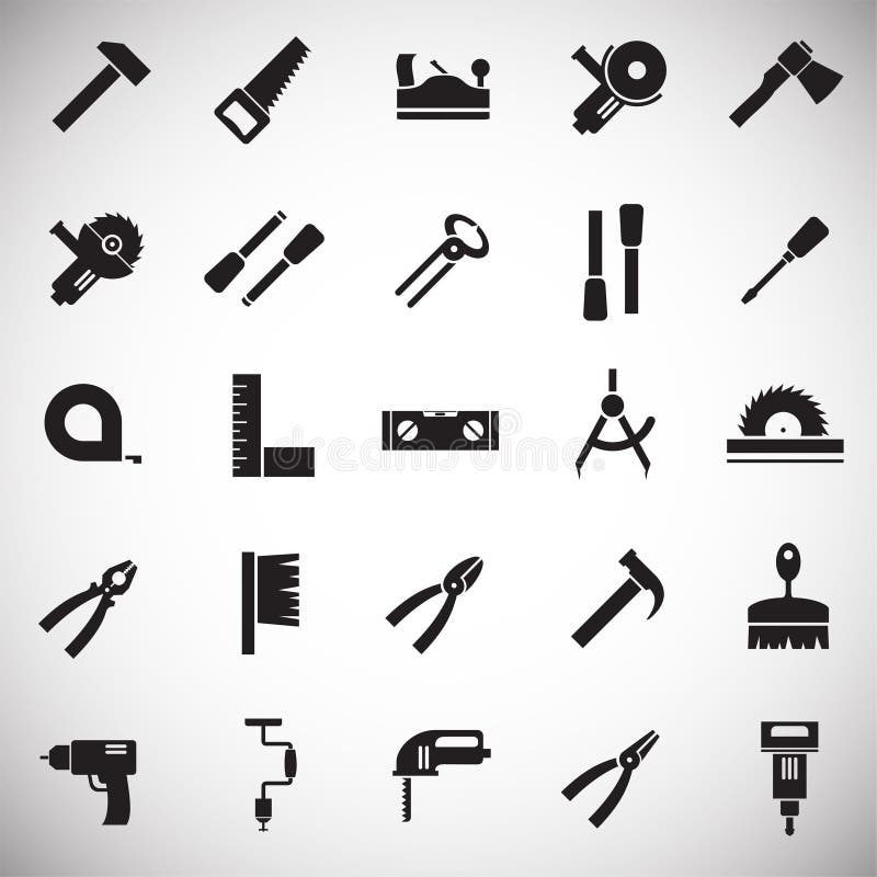 Tools Icons Set on White Background for Graphic and Web Design, Modern ...