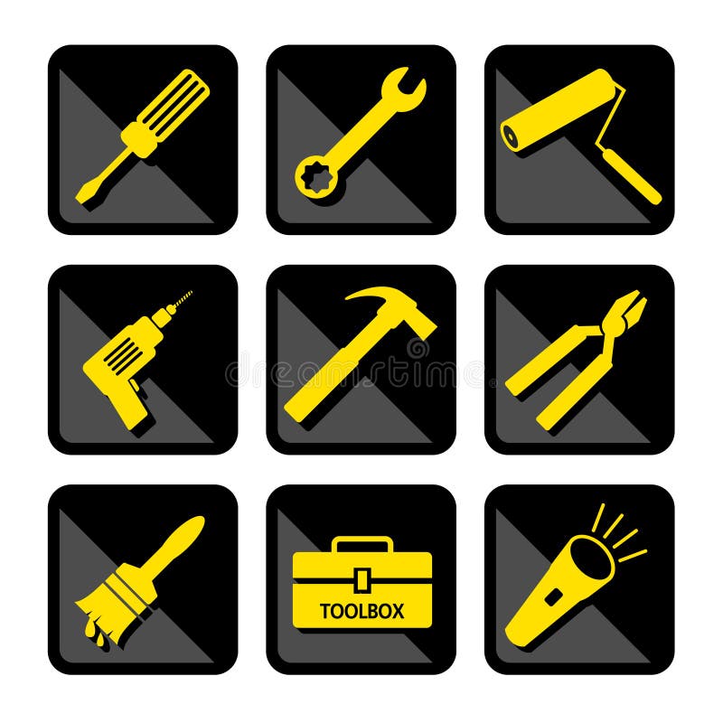 Tools icons set stock vector. Illustration of tools, screwdriver - 54826850