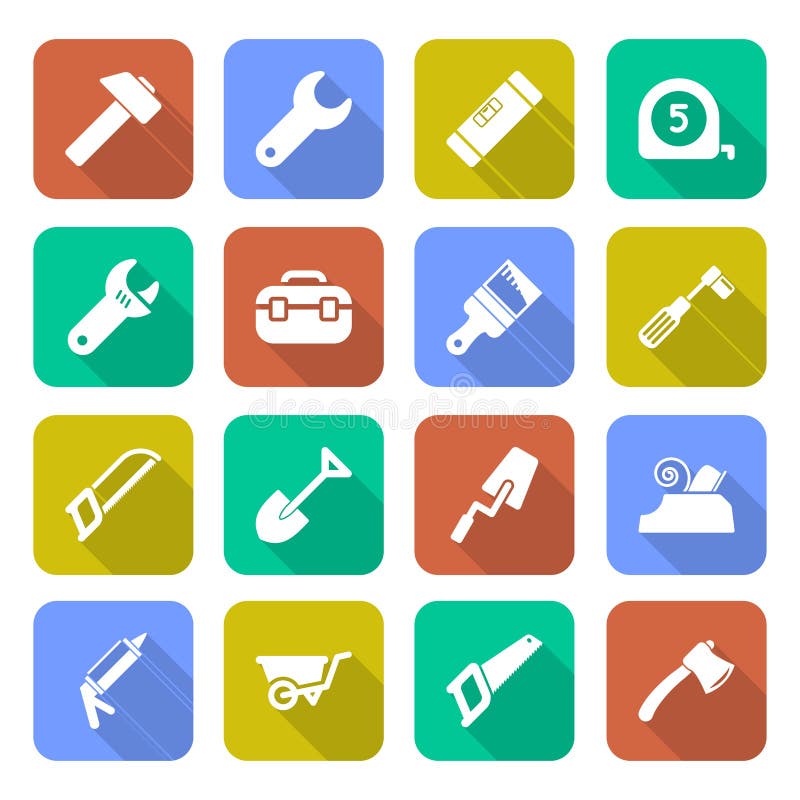 Tools Icons with Shadows stock illustration. Illustration of symbol ...