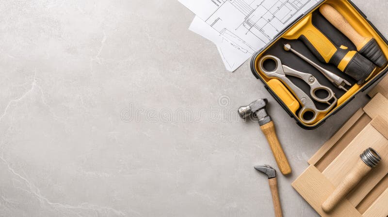 Tools Including Screwdriver Bits and Wood Dowels are Organized in a ...