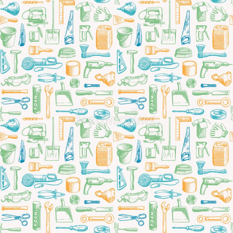 Tools Instruments Seamless Pattern Vector Stock Vector - Illustration ...