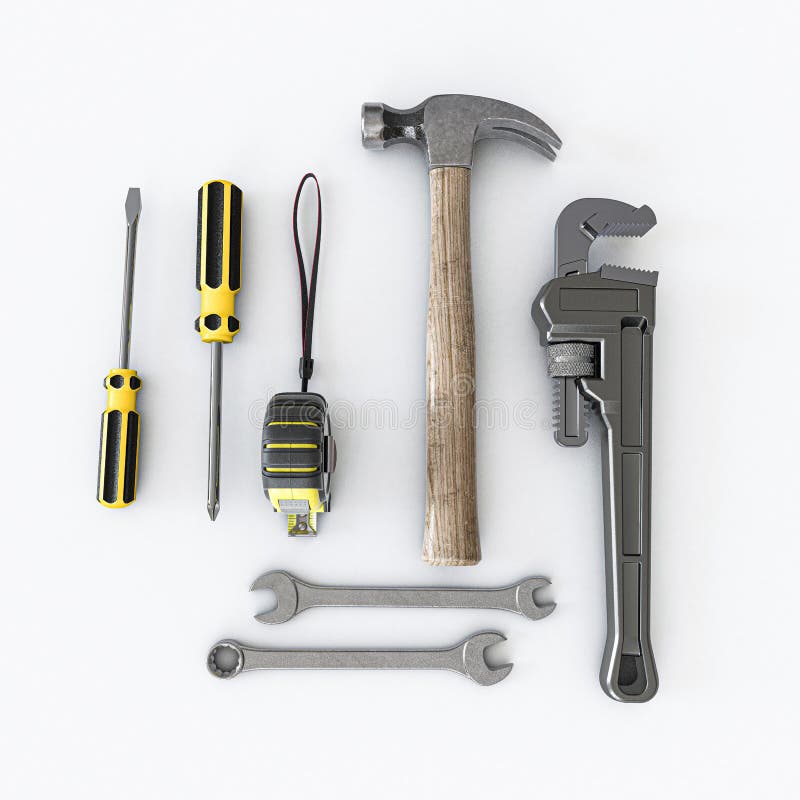 Tools Isolated on White Background Stock Illustration - Illustration of ...
