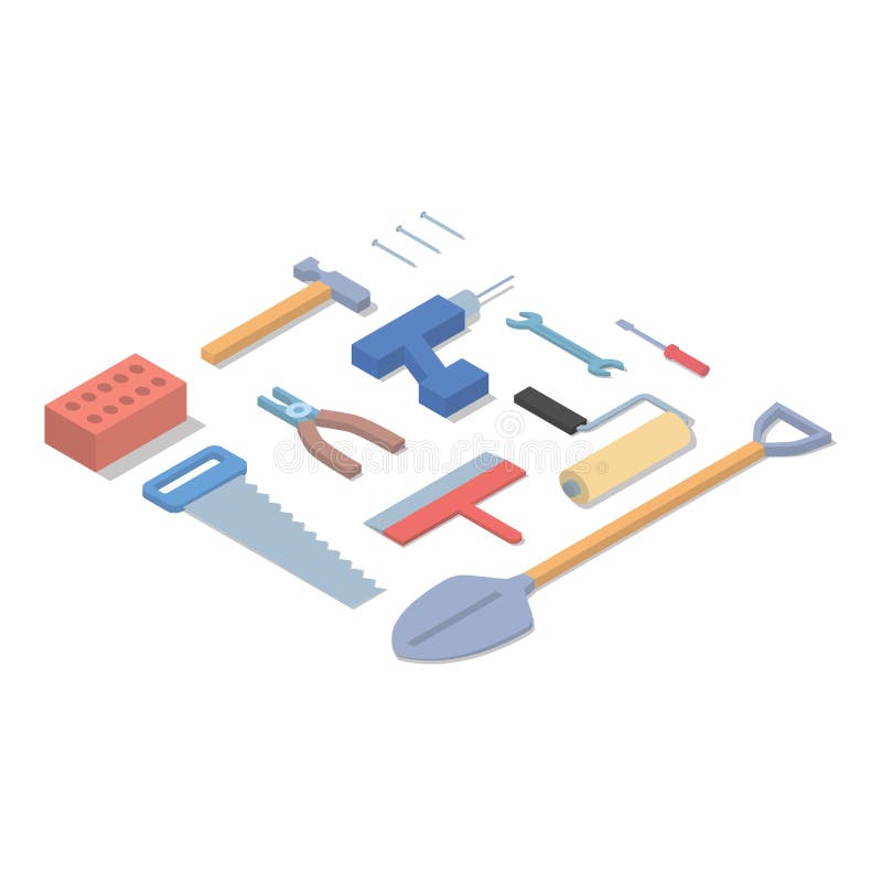 Tools Isometric Vector Illustration Stock Vector - Illustration of ...