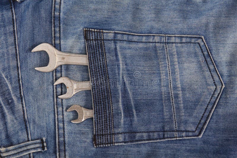 Tools in a jean pocket stock photo. Image of fabric, pocket - 25286392