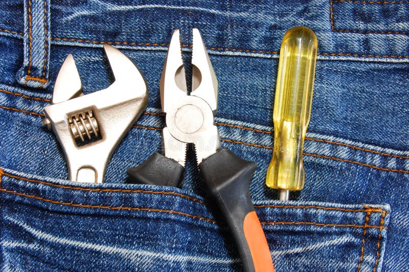 Handyman stock image. Image of trousers, pliers, denim - 9312701