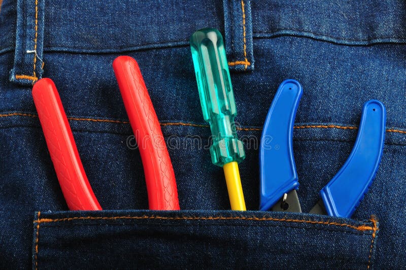 Tools in Jeans Back Pocket 1 Stock Image - Image of handy, jeans: 32597195