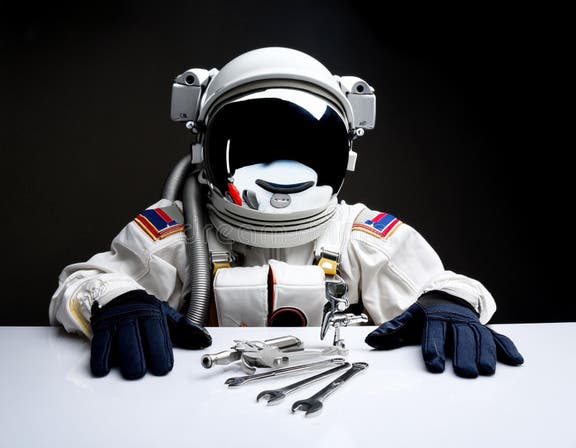The Tools for the Job of an Astronaut Placed on the White Table Stock ...