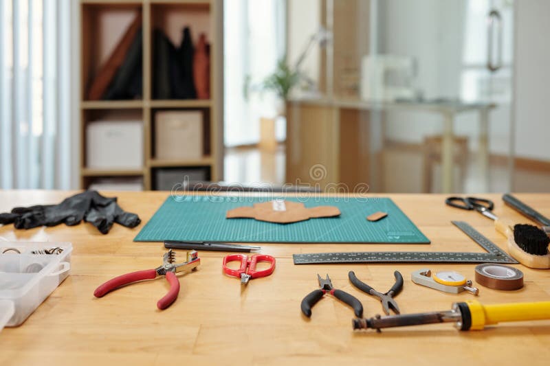 Tools for Leather Crafting stock photo. Image of scissors - 274090452