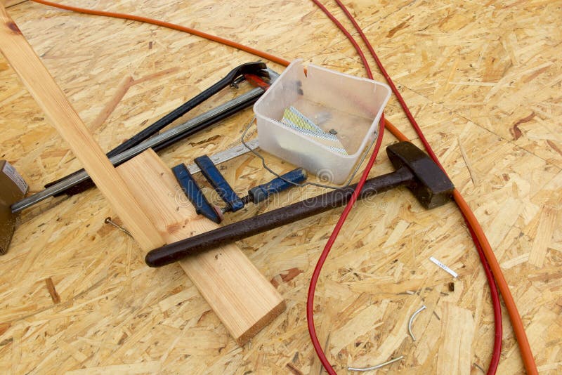 Tools Left on the Plate for Rain Stock Photo - Image of building, tools ...