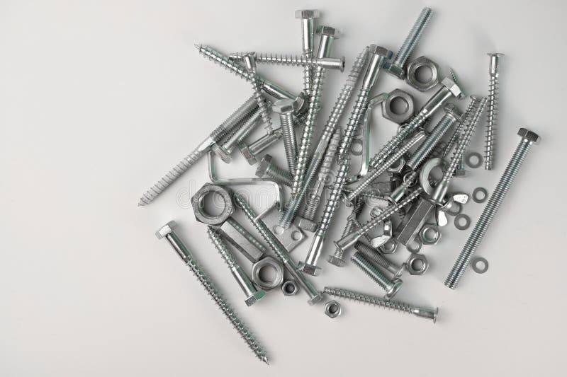 Tools. on a Light Background, Construction and Fasteners, Bolts, Nuts ...