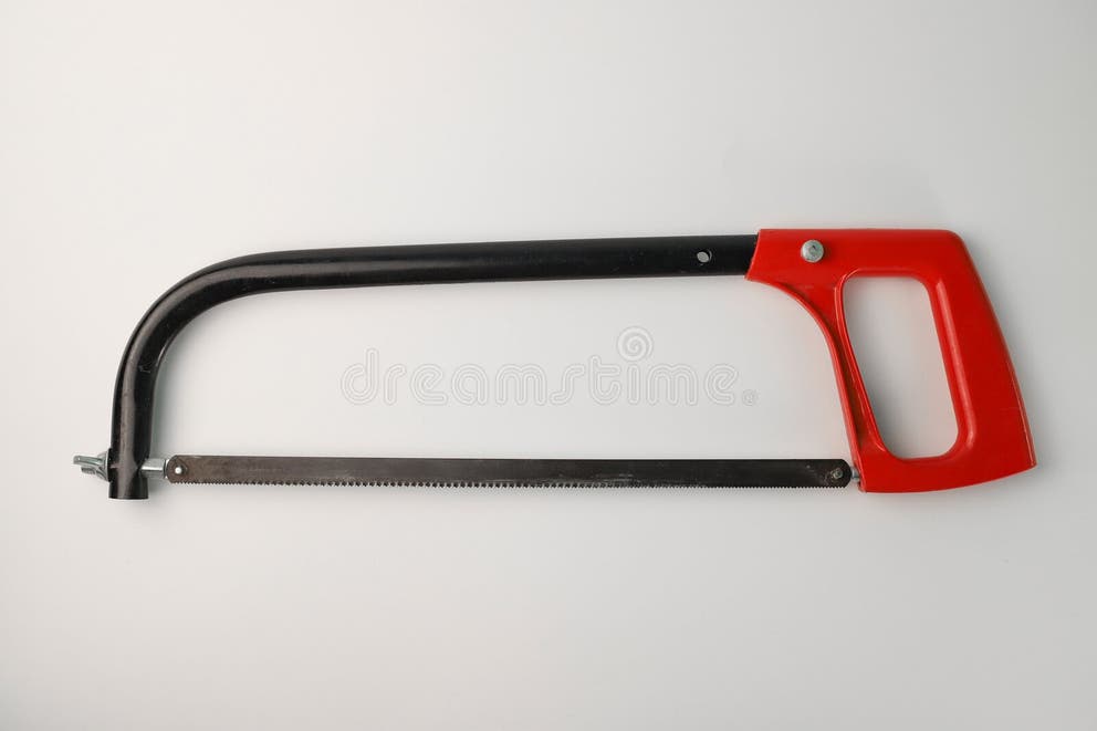 Tools. on a Light Background, a Hacksaw with a Red Handle Stock Image ...