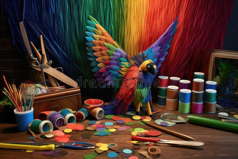 Tools Like Scissors, Glue, Brushes for Pinata Crafting Stock ...