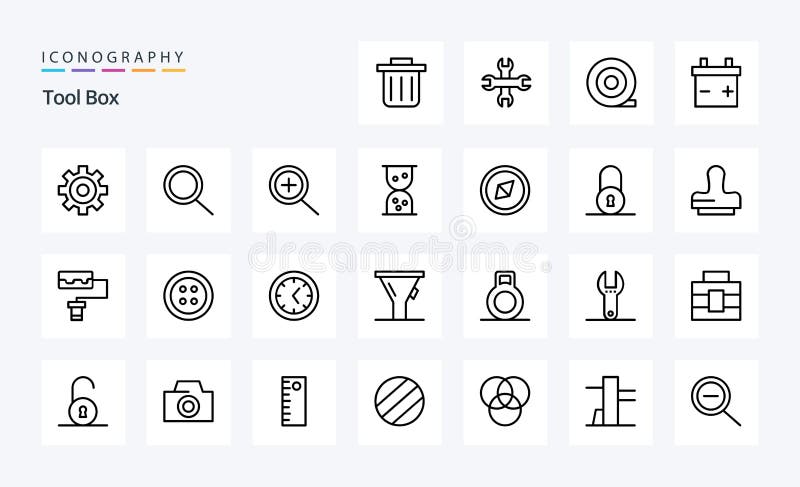 25 Tools Line icon pack stock vector. Illustration of tool - 264518748