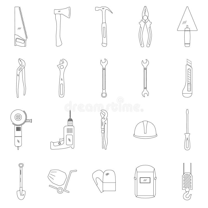 Tools line icon set stock vector. Illustration of lantern - 55370730