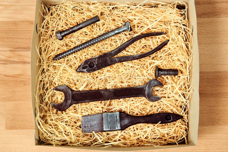 Tools Made of Chocolate, Sweets Stock Photo - Image of decorative ...