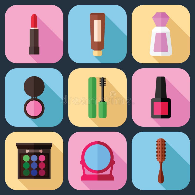 Tools for Makeup Icons Set stock vector. Illustration of nail - 88190230