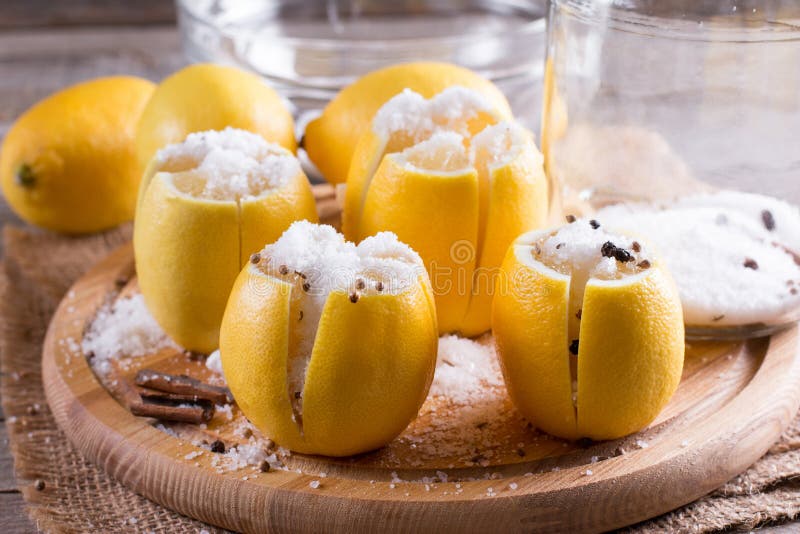 The Tools for Making Preserved Moroccan Lemon, Lemons, Salt Stock Image ...