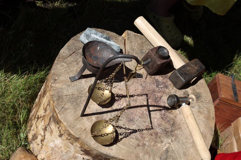 Tools for Making Small Metal Objects - Coins and Medals Stock Image ...