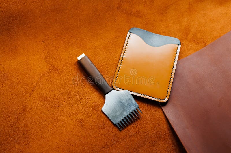 Tools for Making Leather Goods and Pieces of Brown Leather. Production ...