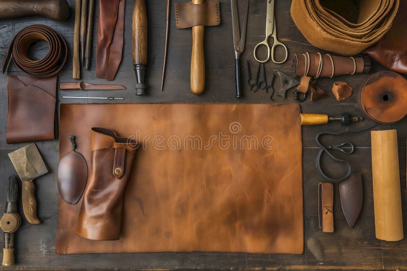 Tools for the Manufacture of Leather Products on the Forehead of the ...