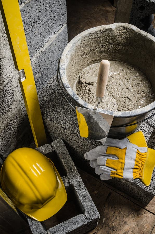 Tools of the Mason, Close-up Stock Image - Image of bricklayer ...
