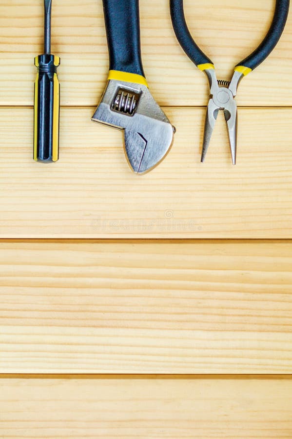Tools for Master Builder and Accessories on Wooden Background Stock ...