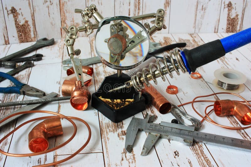 Tools and Materials for Copper Soldering Stock Image - Image of knob ...