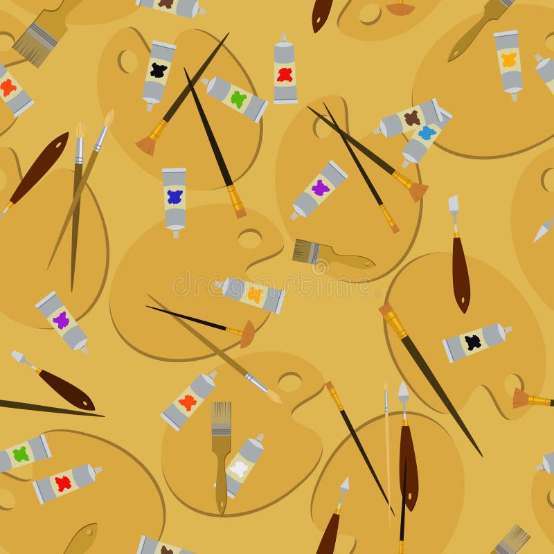 Tools and Materials for Creativity and Painting. Seamless Pattern Stock ...