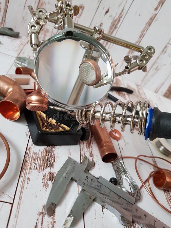Tools and Materials for Copper Soldering Stock Photo - Image of ...