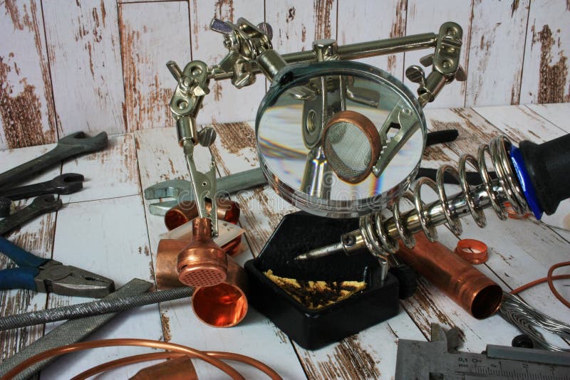 Tools and Materials for Copper Soldering Stock Image - Image of black, focus: 207696623