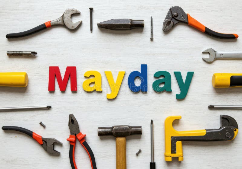 Tools with mayday sign stock illustration. Illustration of repair ...