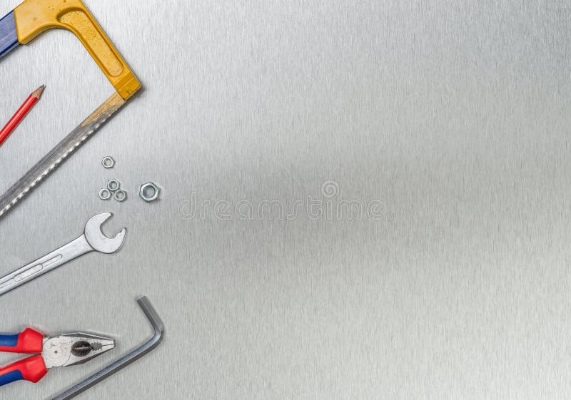 Tools on a Metal Background with Copy Space Stock Image - Image of ...