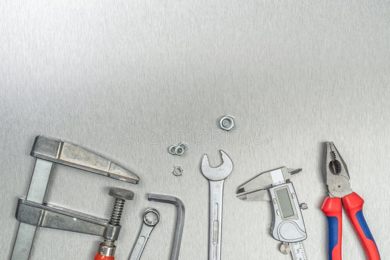 Tools On A Metal Background With Copy Space Stock Image - Image of ...