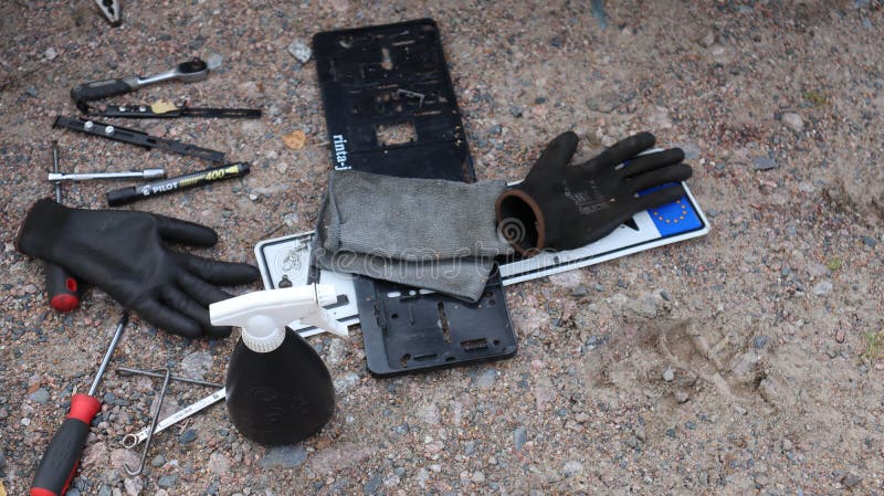 Tools mixed up in the sand stock photo. Image of tools - 229145414