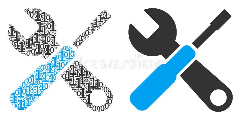 Tools Mosaic of Binary Digits Stock Vector - Illustration of settings ...