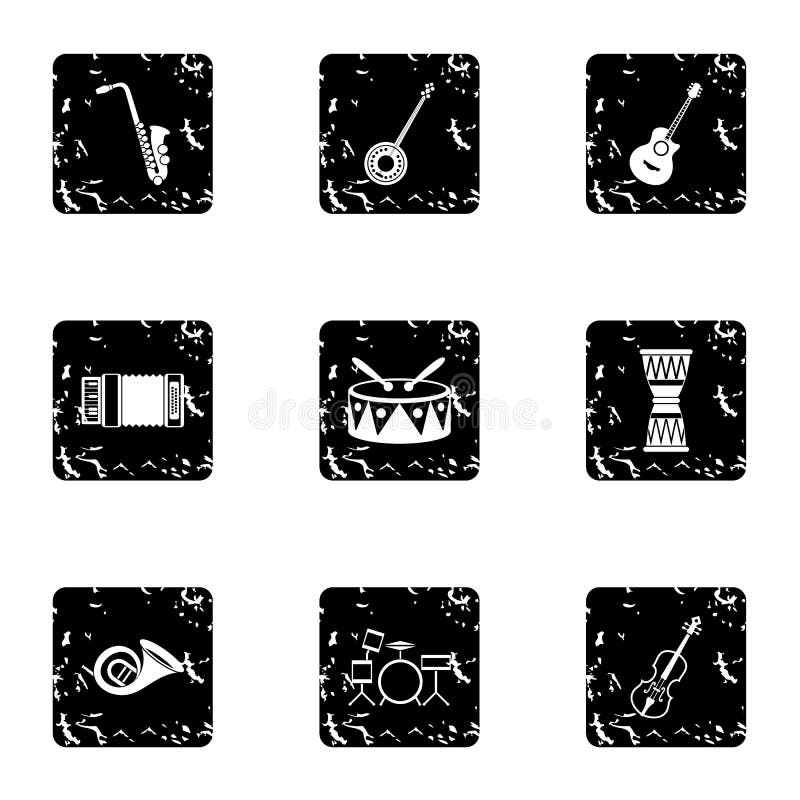 Tools for Music Icons Set, Outline Style Stock Vector - Illustration of ...